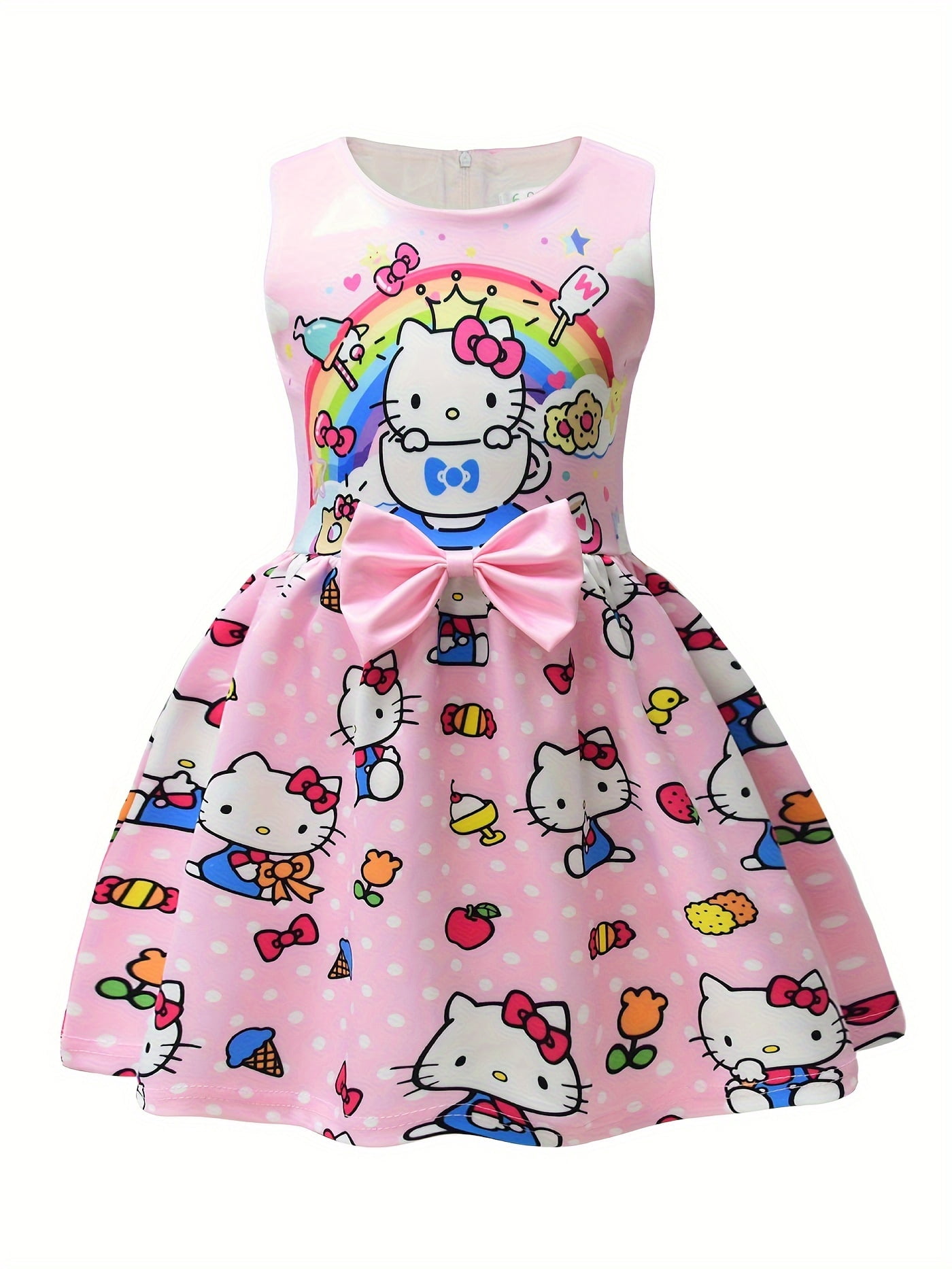 Hello Kit-ty Dress Girls Cute Casual Sleeveless Dresses Summer Anime ...
