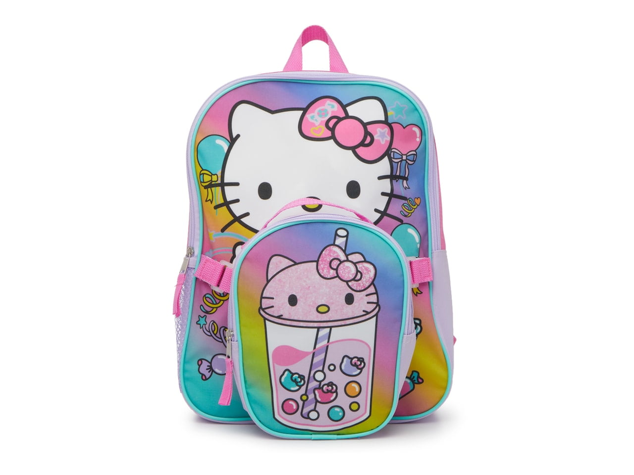 Hello Kitty 16" Backpack Rainbows w/ Detachable Insulated Lunch Bag set ...