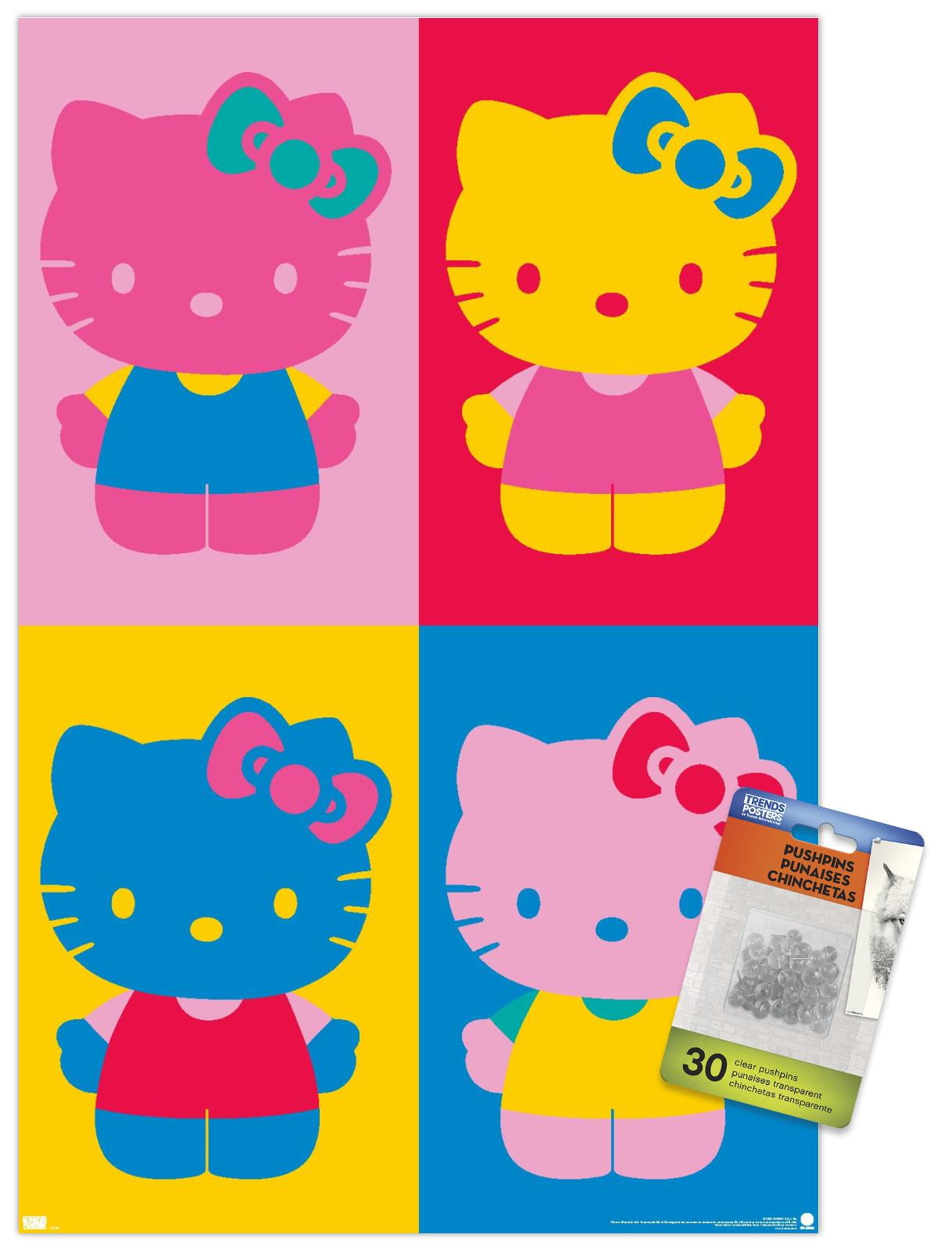 Hello Kitty: 19 Collage - Quad Wall Poster with Push Pins, 14.725" x 22 ...