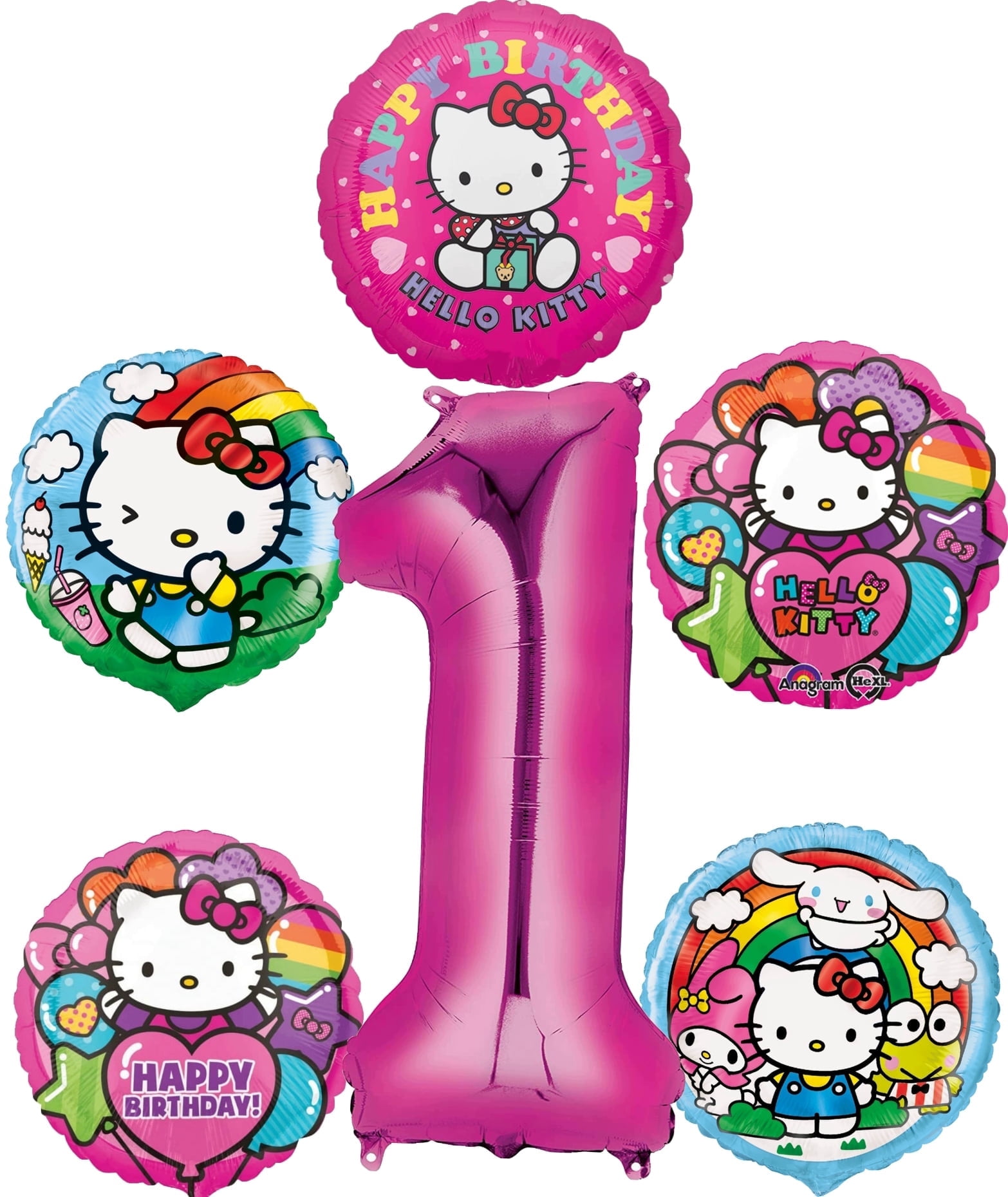 Hello Kitty 1st Birthday Party Supplies Balloon Bouquet Decorations ...