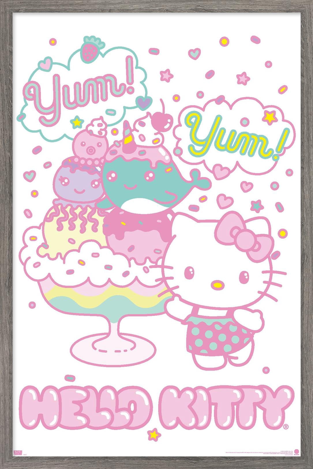 Hello Kitty: 20 Kawaii Vacation - Yum Wall Poster, 22.375" x 34" Framed - Walmart.com