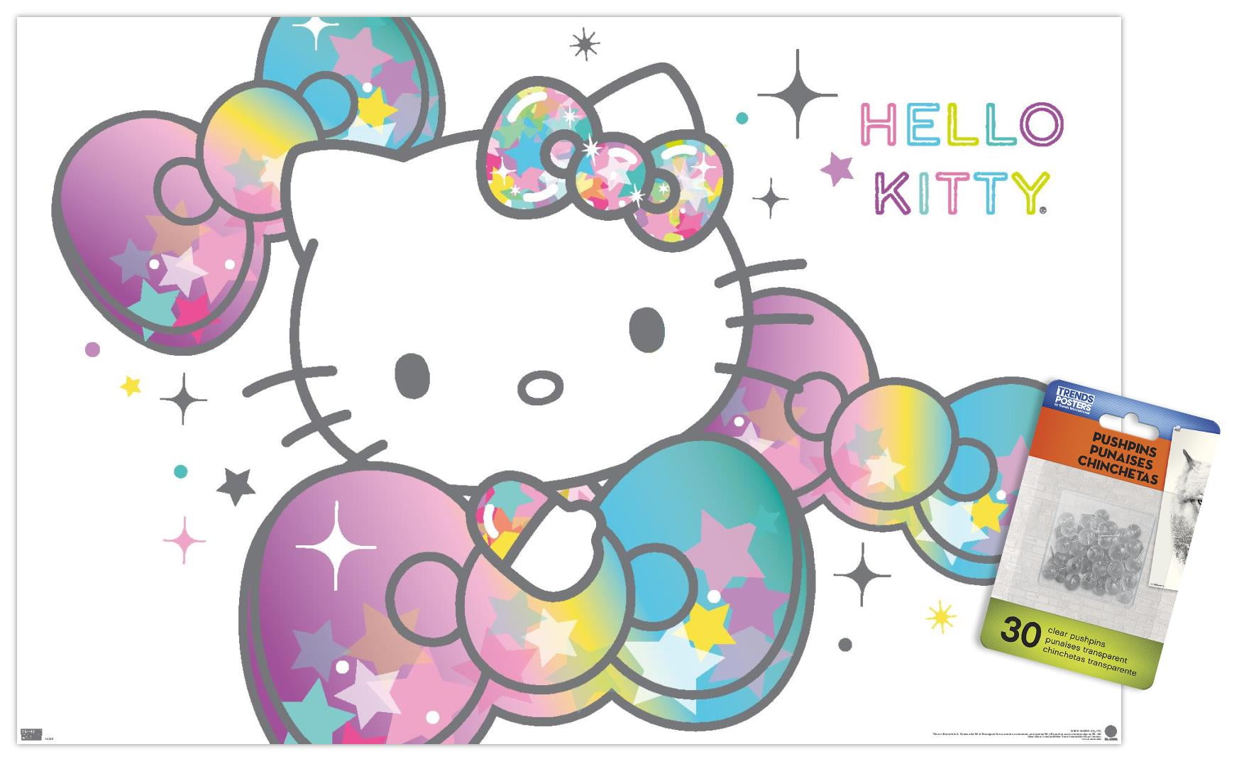 Hello Kitty: 20 Starshine - Bow Wall Poster with Push Pins, 14.725" x ...