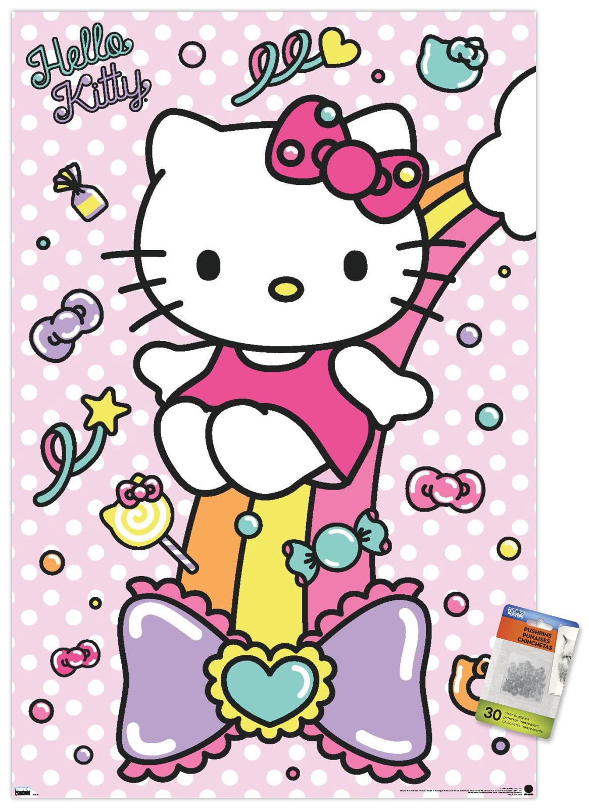 Hello Kitty: 21 Sugar Rush - Rainbow Wall Poster with Push Pins, 22.375 ...