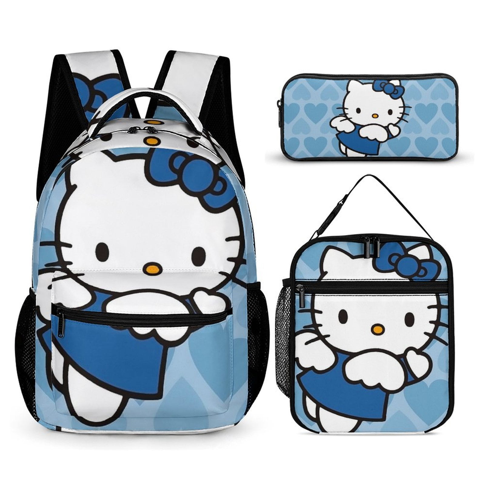 Hello Kitty 3 Pcs Backpack Set With Lunch Bag And Pencil Case Casual ...