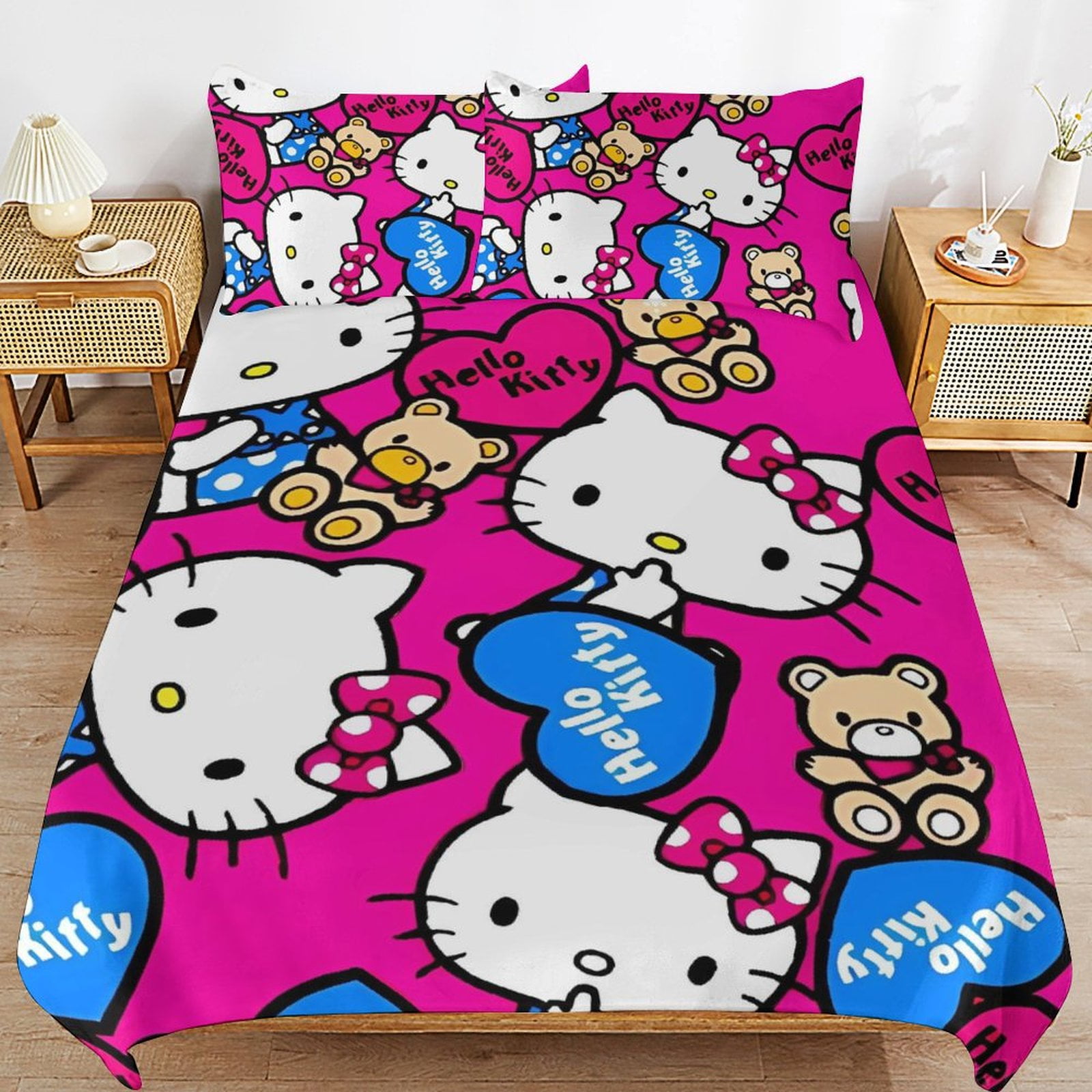 Hello Kitty 3-Piece All Season Bedding Set, Comforter Set with Pillow ...