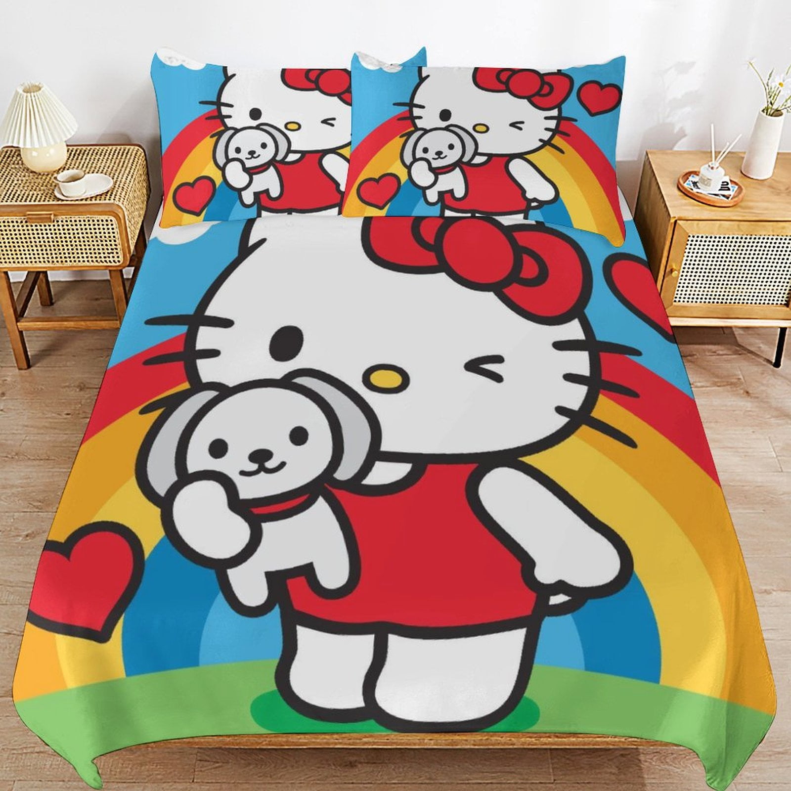Hello_Kitty 3-Piece All Season Bedding Set, Comforter Set with Pillow ...