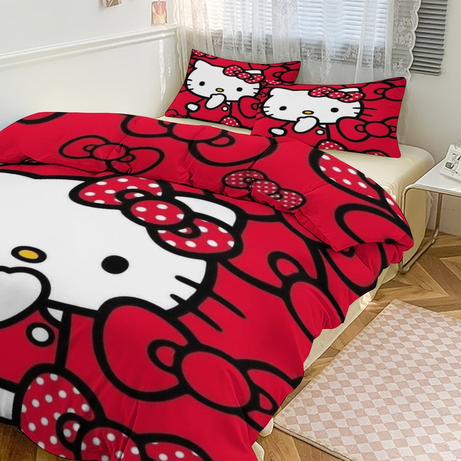 Hello Kitty 3 Piece Bed Set Warm And Comfortable Bedding Set 90"x90 ...