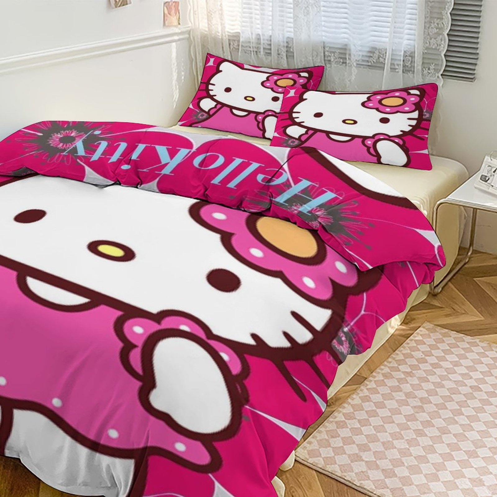 Hello Kitty 3 Piece Bed Set Warm And Comfortable Bedding Set 90"x90 ...