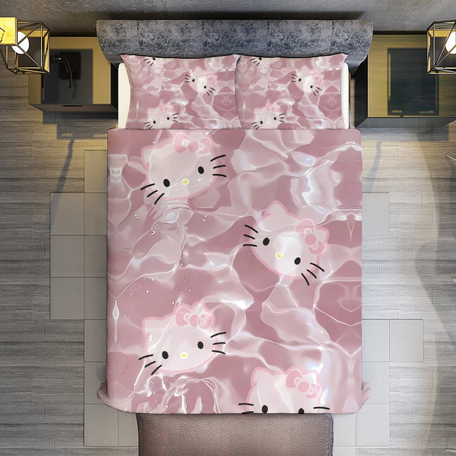 Hello Kitty 3-Piece Bedding Set (1 Duvet Cover + 2 Pillow Shams ...