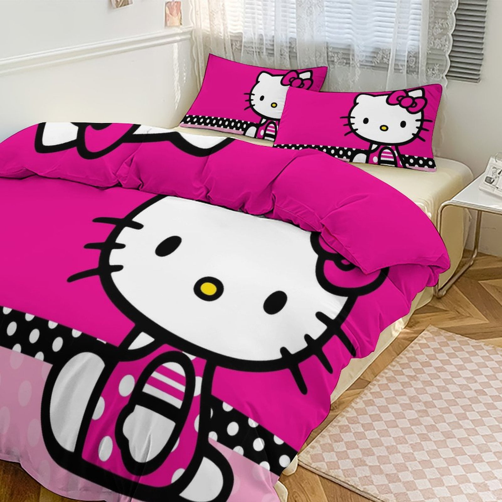 Hello Kitty 3-Piece Reversible Full Bed Set - Includes 1 Duvet Cover ...