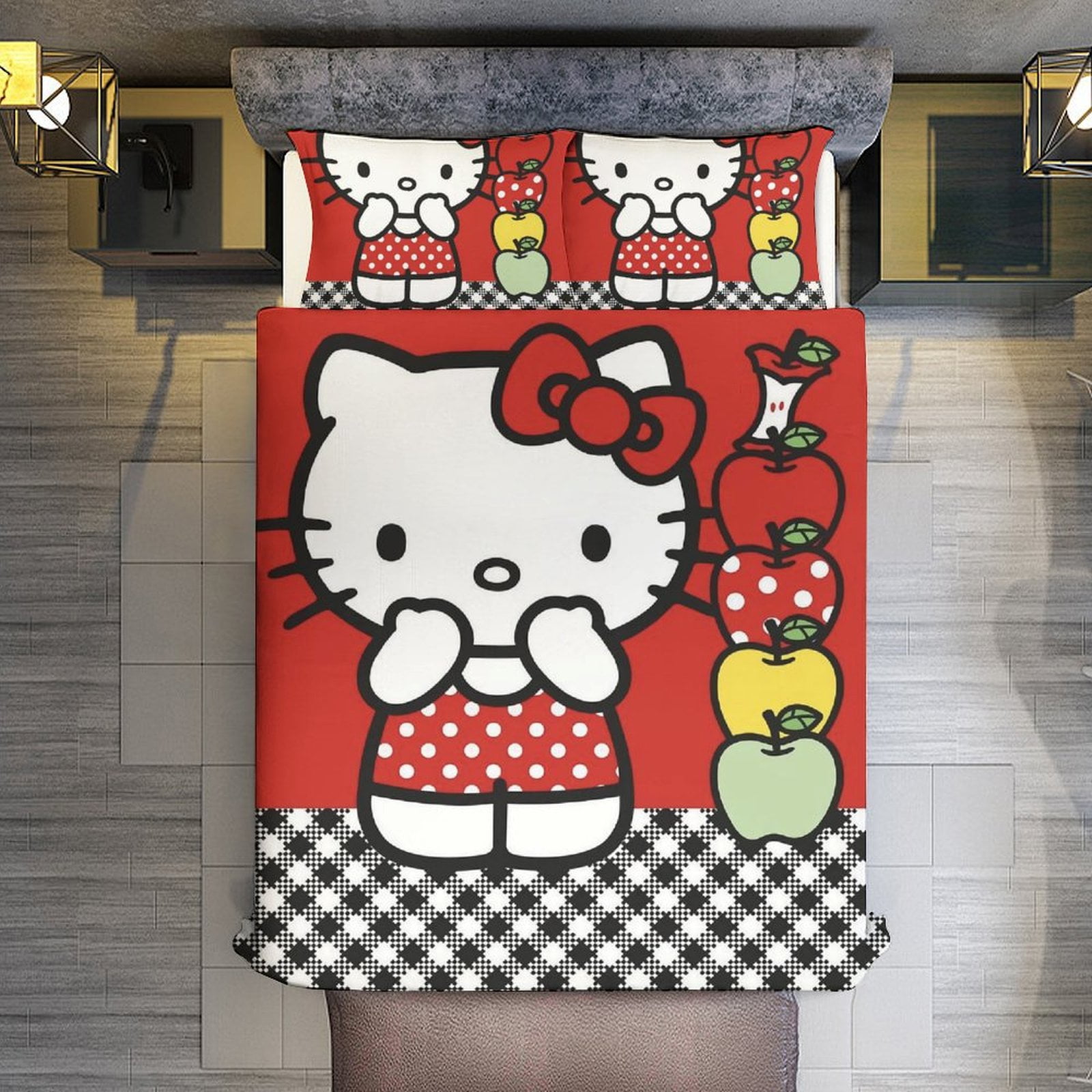 Hello Kitty Duvet Cover Set with 2 Pillowcases for All Seasons,Bedding ...