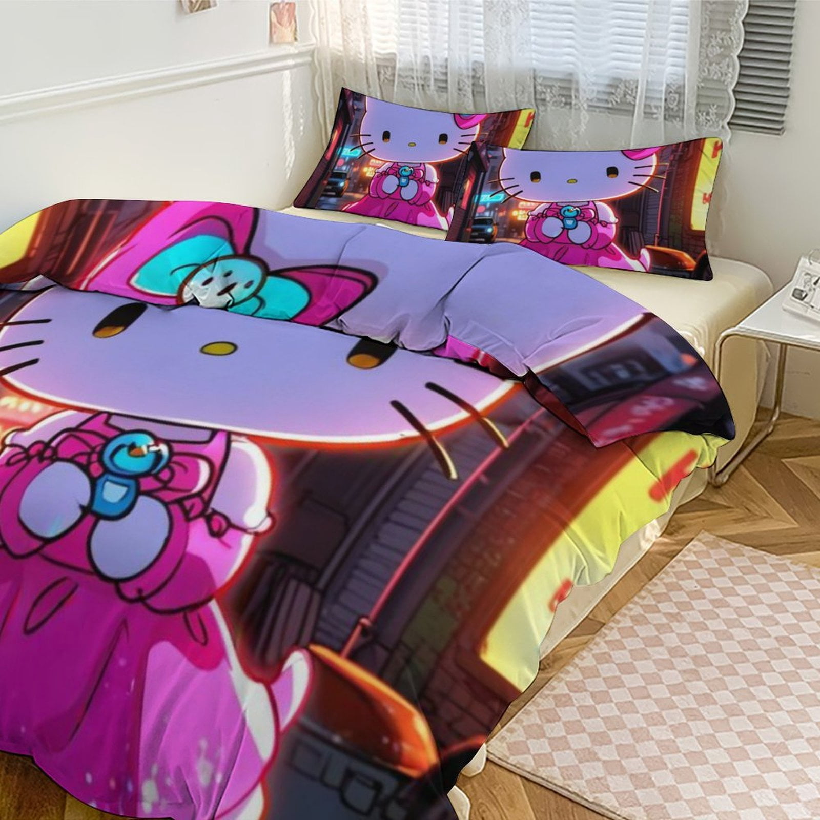 Hello Kitty 3-piece Bed Set, 1Cover and 2 Pillowcases Sizes: Twin, Full ...