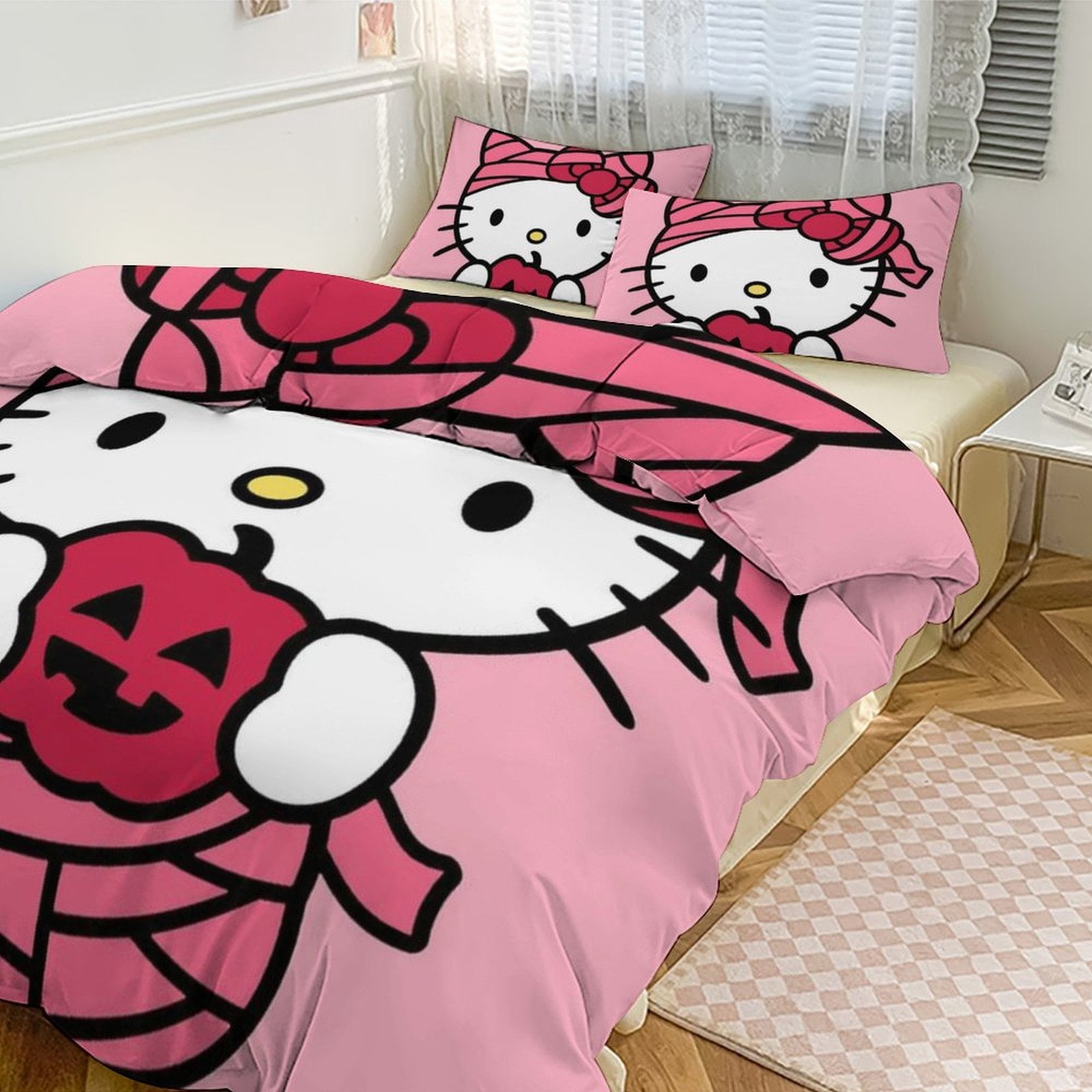 Hello Kitty 3-piece Bed Set, 1Cover and 2 Pillowcases Sizes: Twin, Full ...