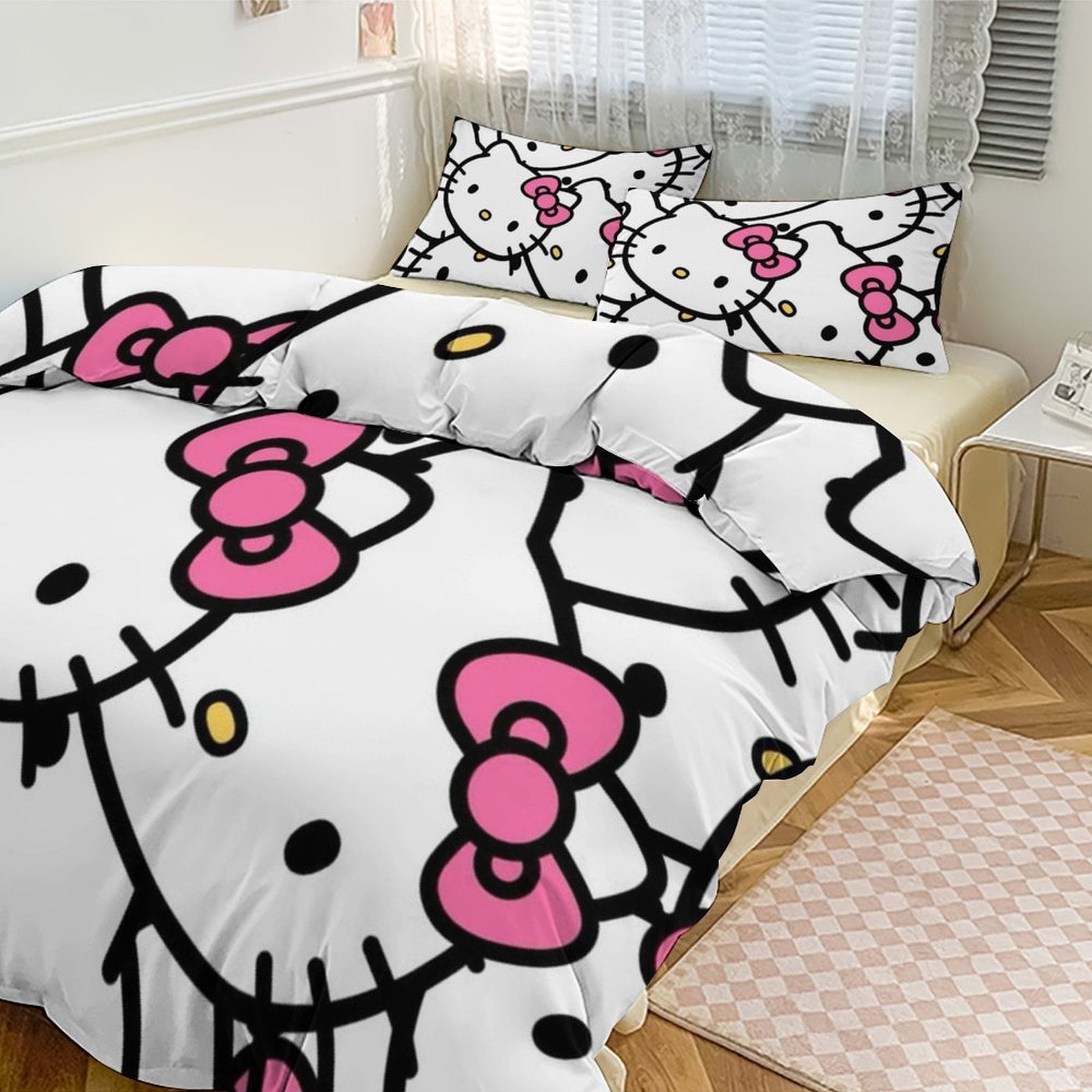 Hello Kitty 3-piece Bed Set, 1Cover and 2 Pillowcases Sizes: Twin, Full ...