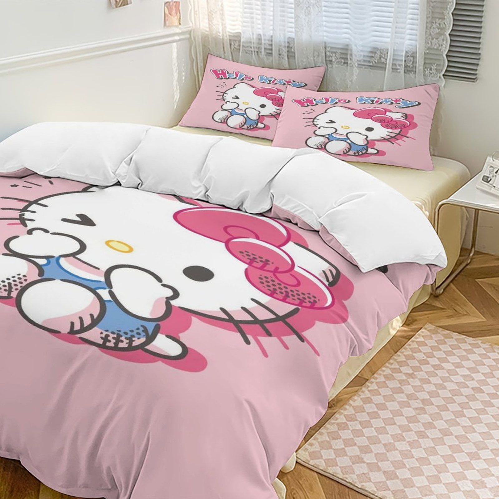 Hello Kitty 3-piece Home Bed Set, Classic Cartoon Polyester Wash ...