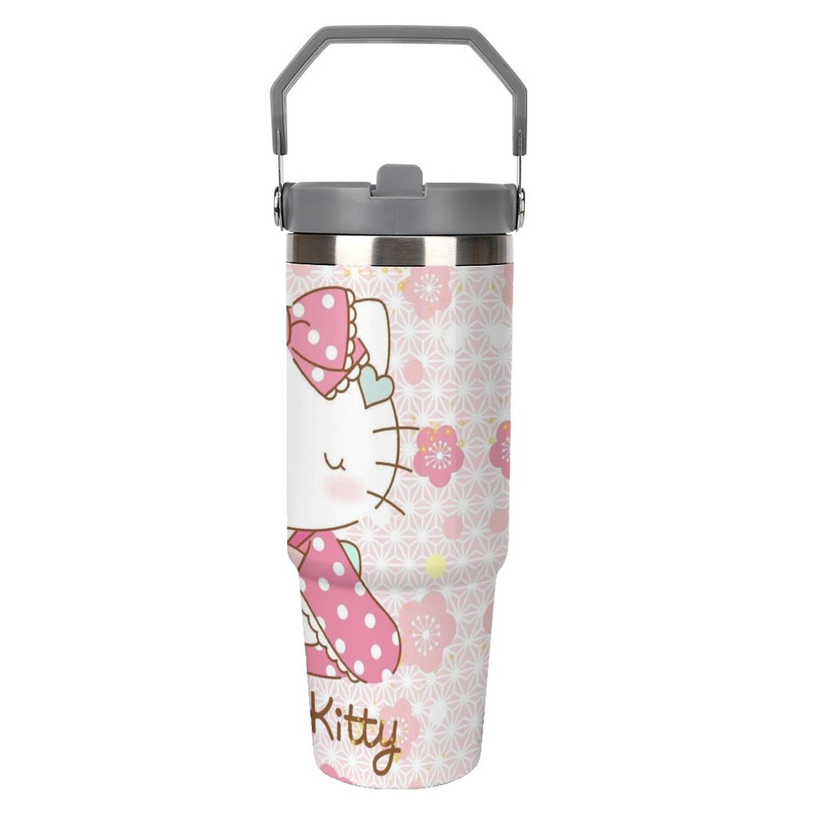 Hello Kitty 30 Oz Tumbler With Handle And Straw, Stainless Steel Vacuum ...