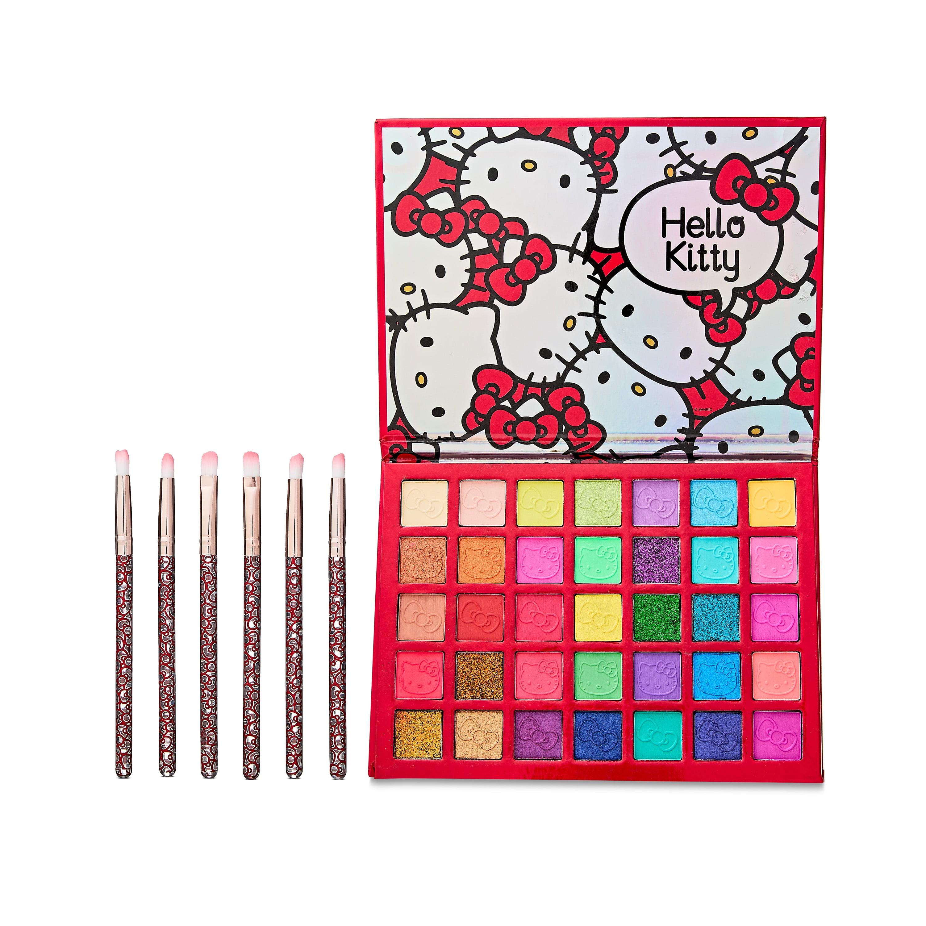 Hello Kitty 35-Well Shimmery and Glittery Shadow Palette with 6 Brushes ...