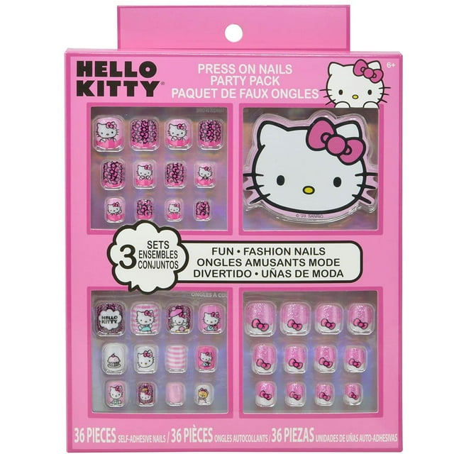 Hello Kitty 36pk Press On Nails, File Included, 5.75 x 0.50 x 8 Inches ...