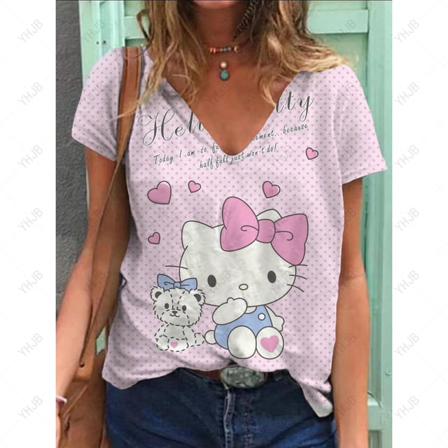 Hello Kitty 3D cartoon mother daughter T Shirts Kids Cute girl style ...