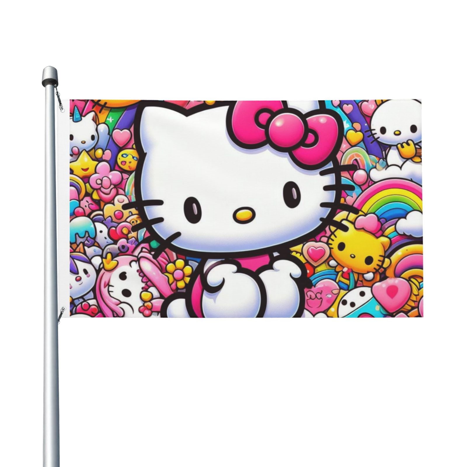 Hello Kitty 3x5ft Face Flag Fade Proof Holiday Fall Flag Outdoor Banner ...