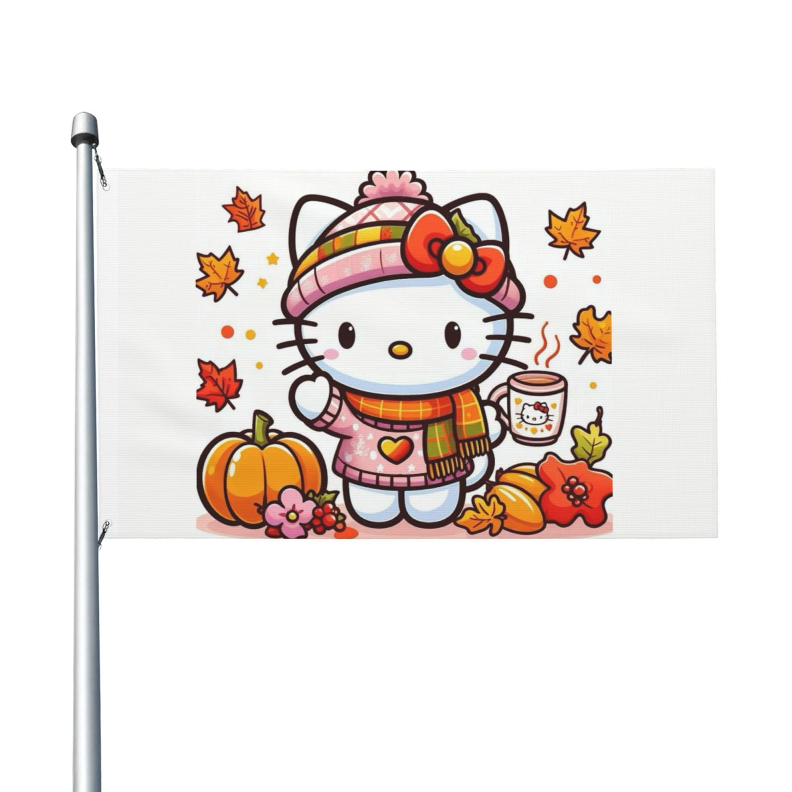 Hello Kitty 3x5ft Face Flag Fade Proof Holiday Fall Flag Outdoor Banner ...