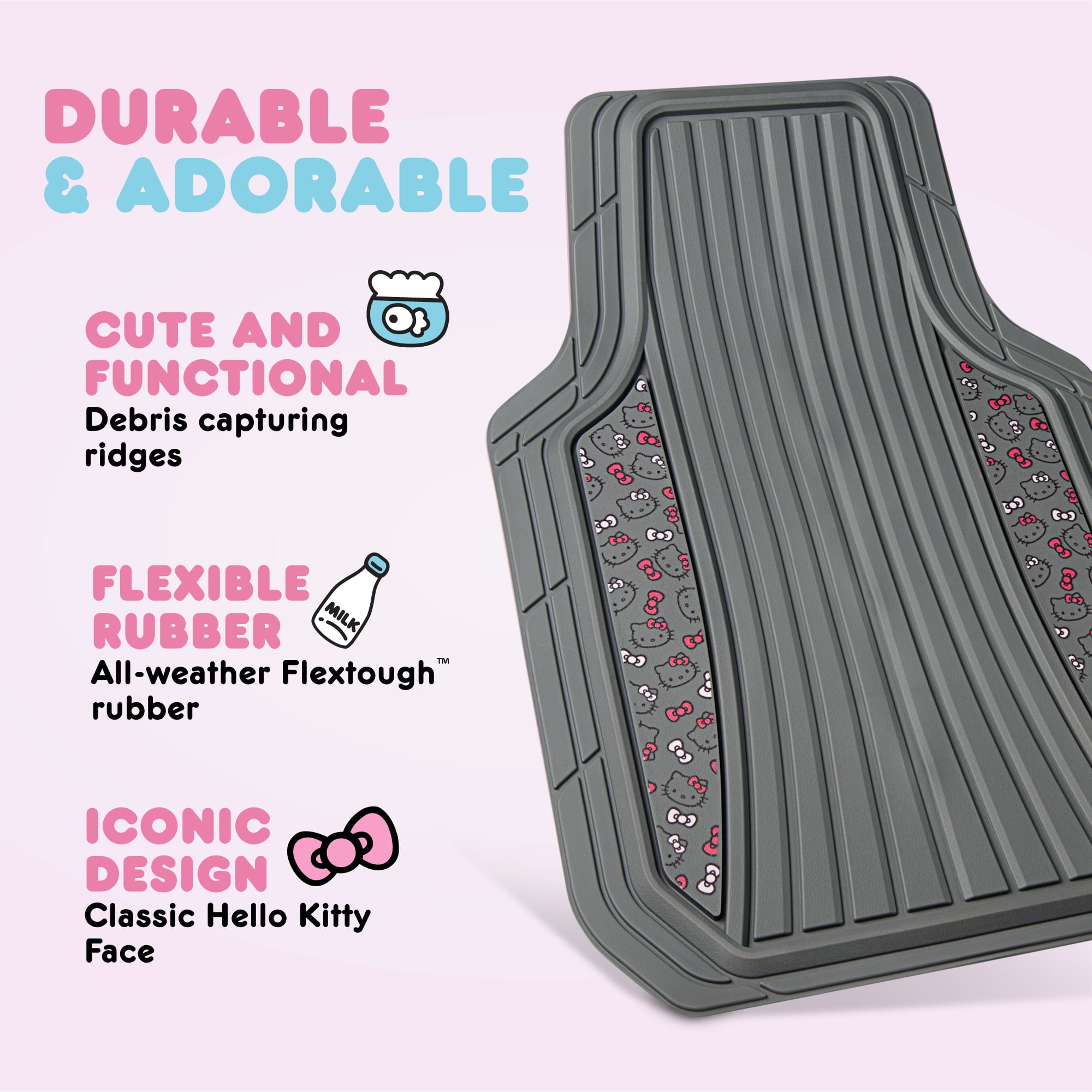 Hello Kitty 4pc Car Mats for Cars, Trucks, SUVs - Kawaii Rubber Floor ...