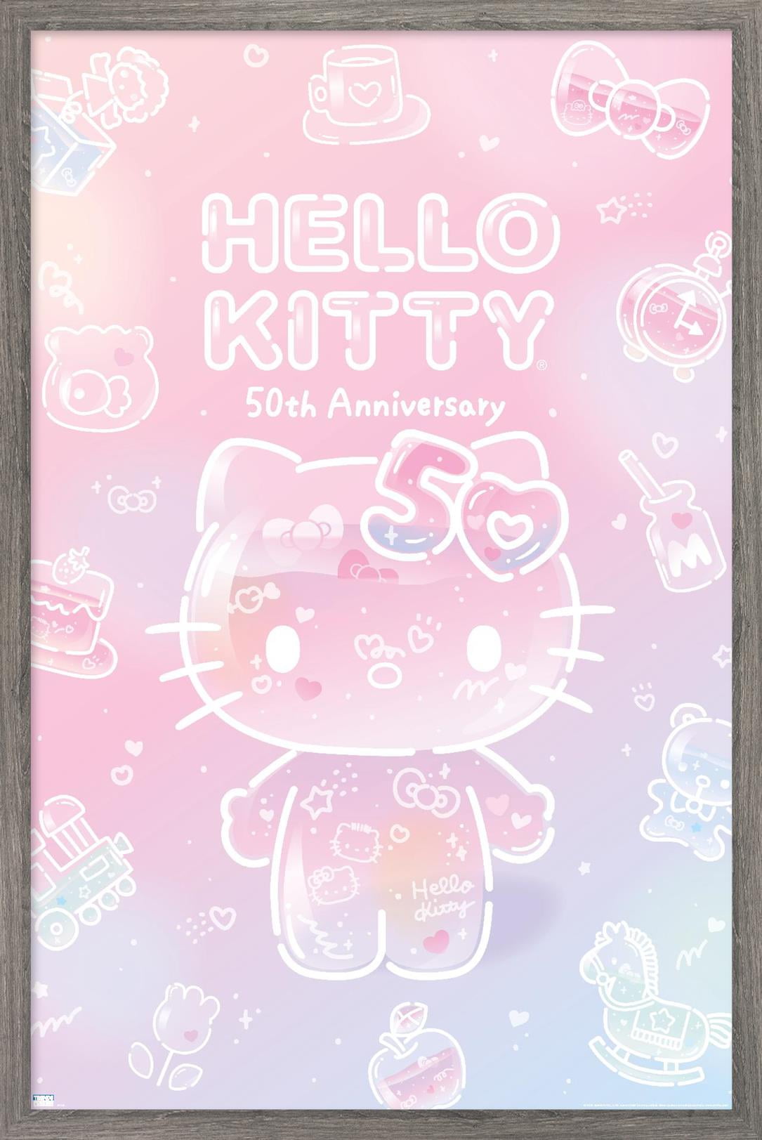 Hello Kitty - 50th Anniversary Wall Poster, 22.375" x 34" Framed ...