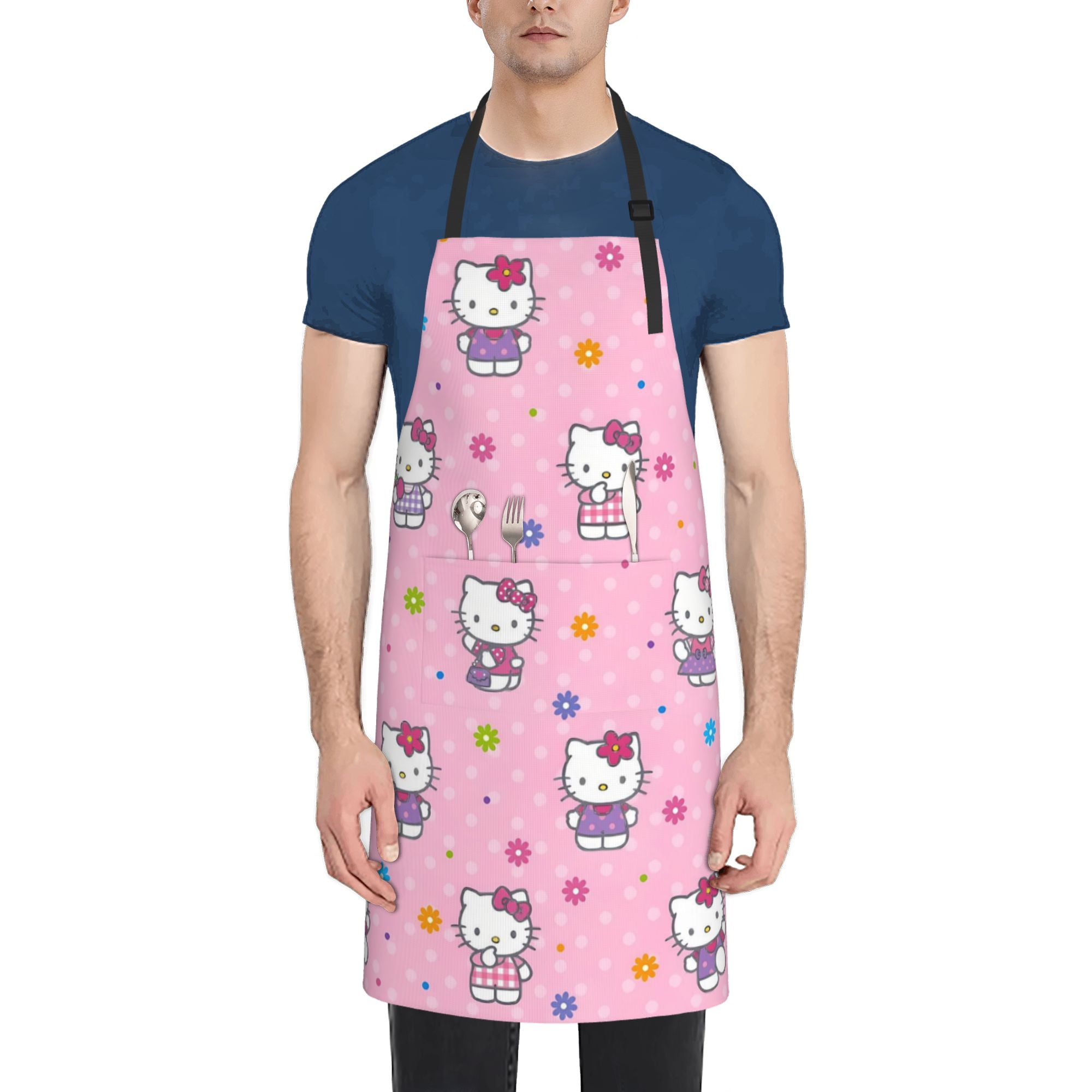 Hello Kitty(51) Apron Unisex Kitchen Chef Cartoon Apron Adjustable Cute ...