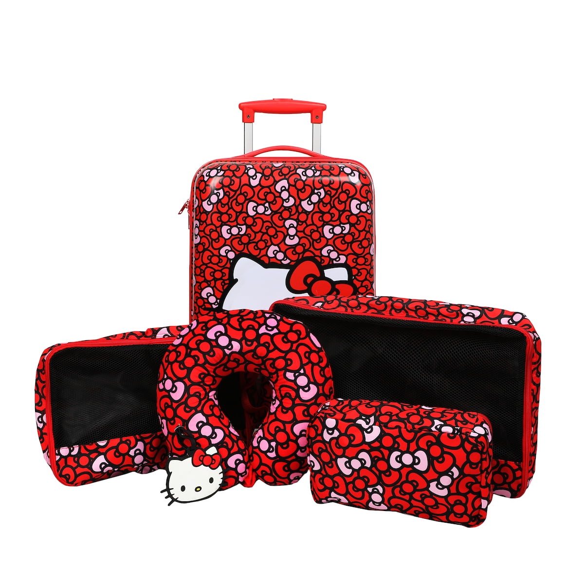 Hello Kitty 6-Piece Travel Set – 20" Luggage, Neck Pillow, Luggage Tag ...