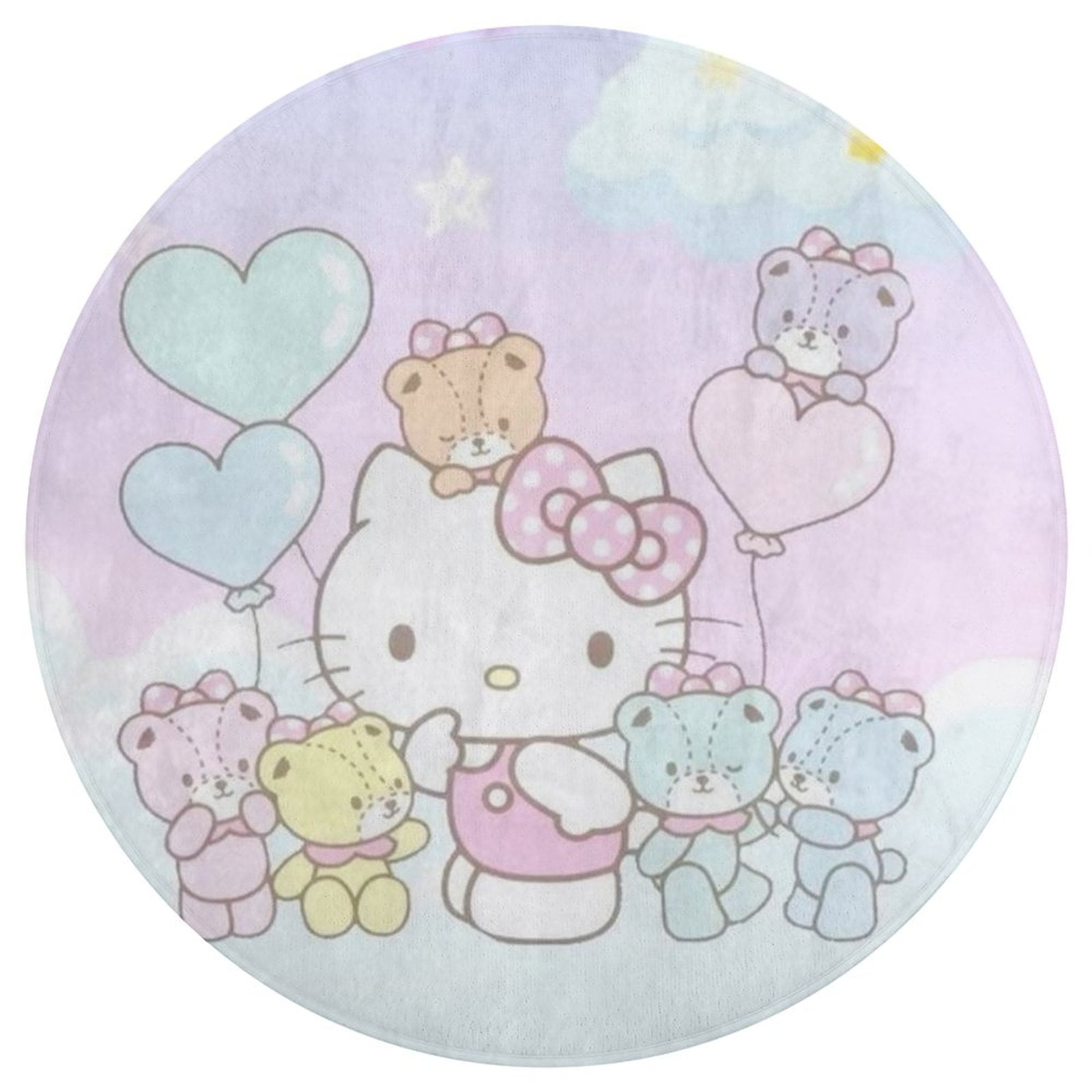 60*60cm Hello Kitty Cartoon Rug Kids Decor Non Skid Room Decor Round ...