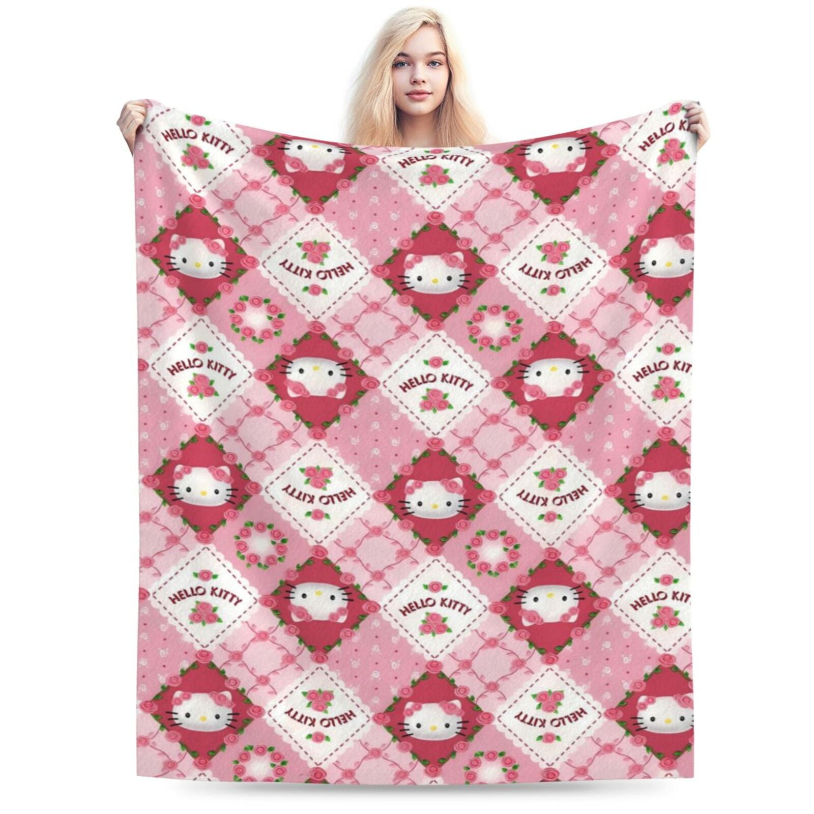 Hello Kitty(77) Throw Blanket 50"x40" Super Soft Flannel Fuzzy Sherpa ...