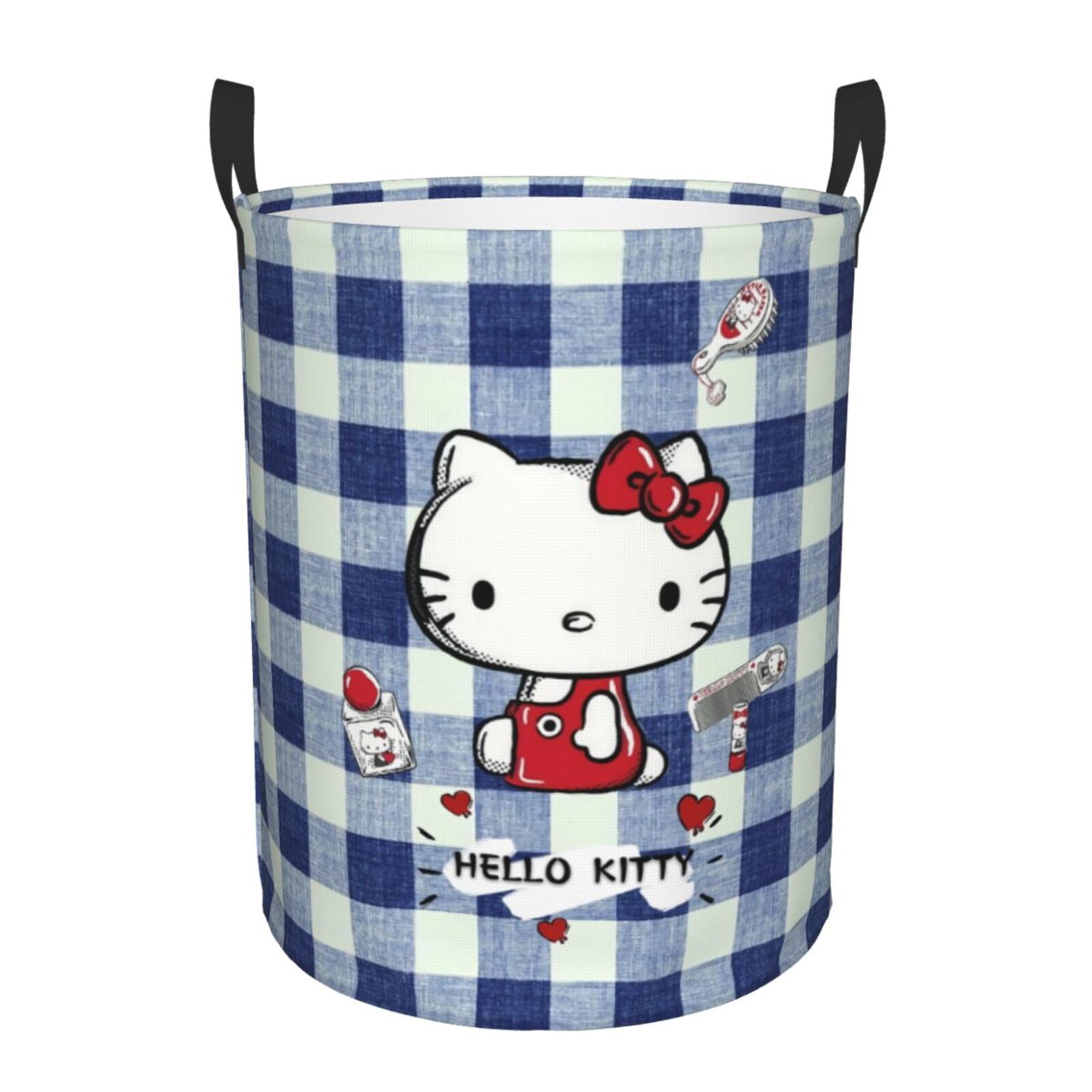 Hello Kitty(86)Laundry Hamper Large Laundry Basket,38/62L Circular Hamper Dirty Clothes Handles ...