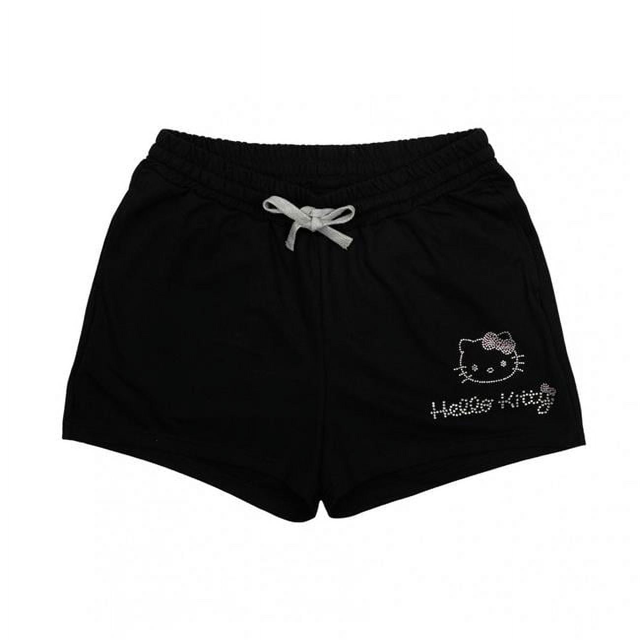 Hello Kitty 879753-medium Rhinestone Sweat Shorts for Womens, Black ...