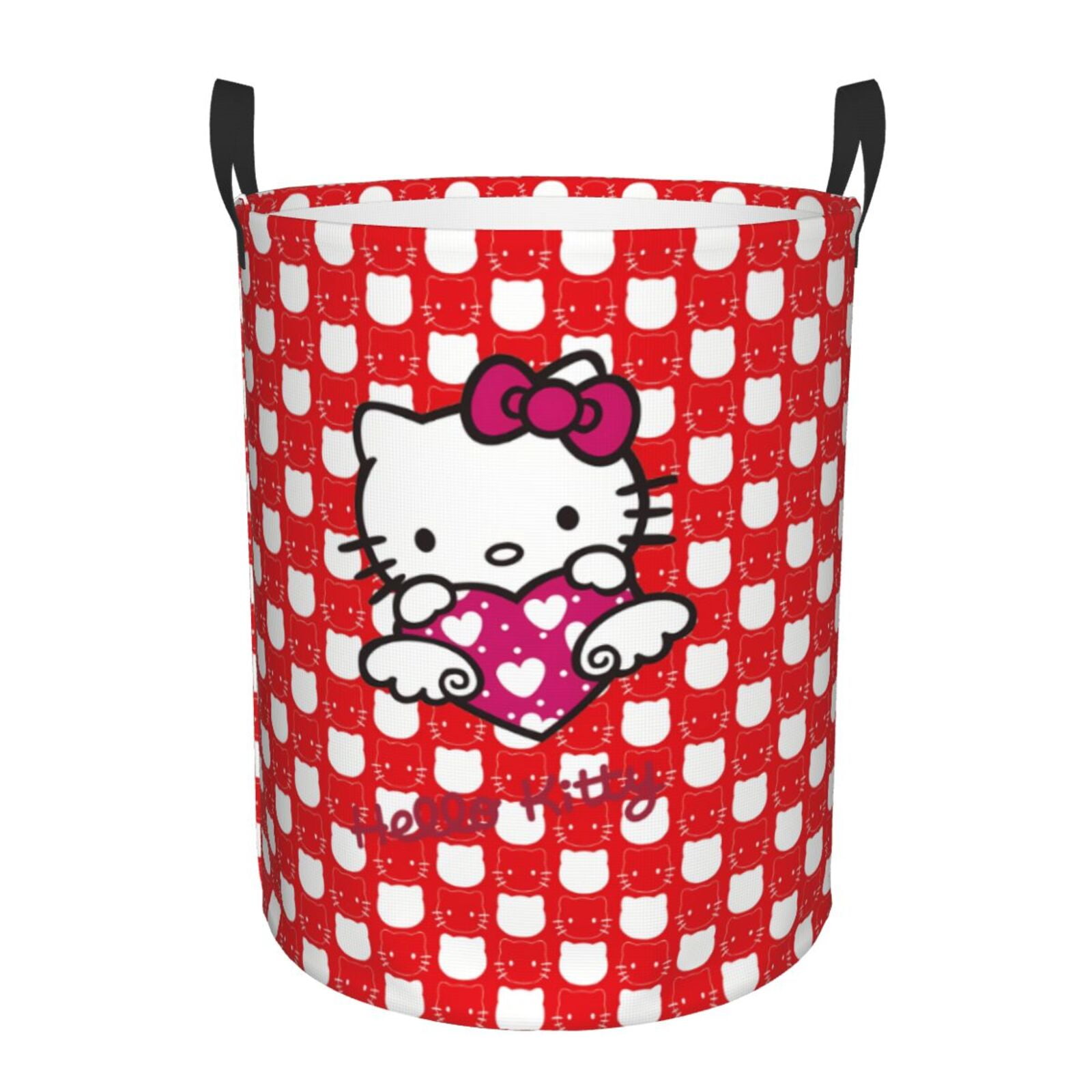 Hello Kitty(88)Laundry Hamper Large Laundry Basket,38/62L Circular Hamper Dirty Clothes Handles ...