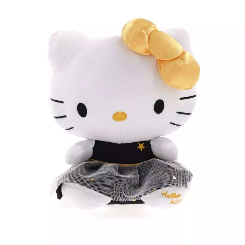 Hello Kitty 9.5IN Coll Plush Black and Gold Dress - Walmart.com