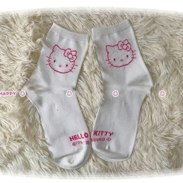 Hello Kitty Accessories Socks Rosered Black White Sock Women Female ...