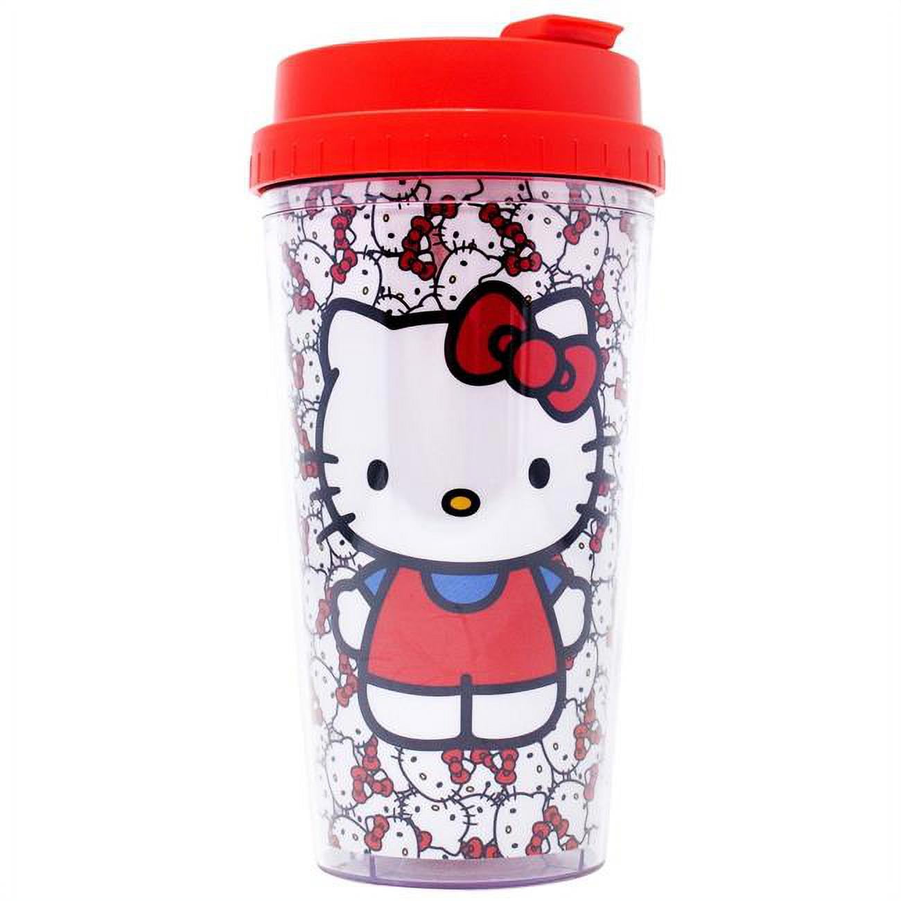 Hello Kitty All-Over Faces 16oz Double Wall Plastic Travel Mug ...