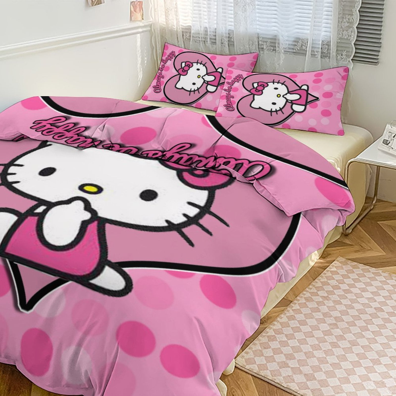 Hello Kitty Always Be Happy Comforter Set with Sheets - 3 Piece Bedding ...