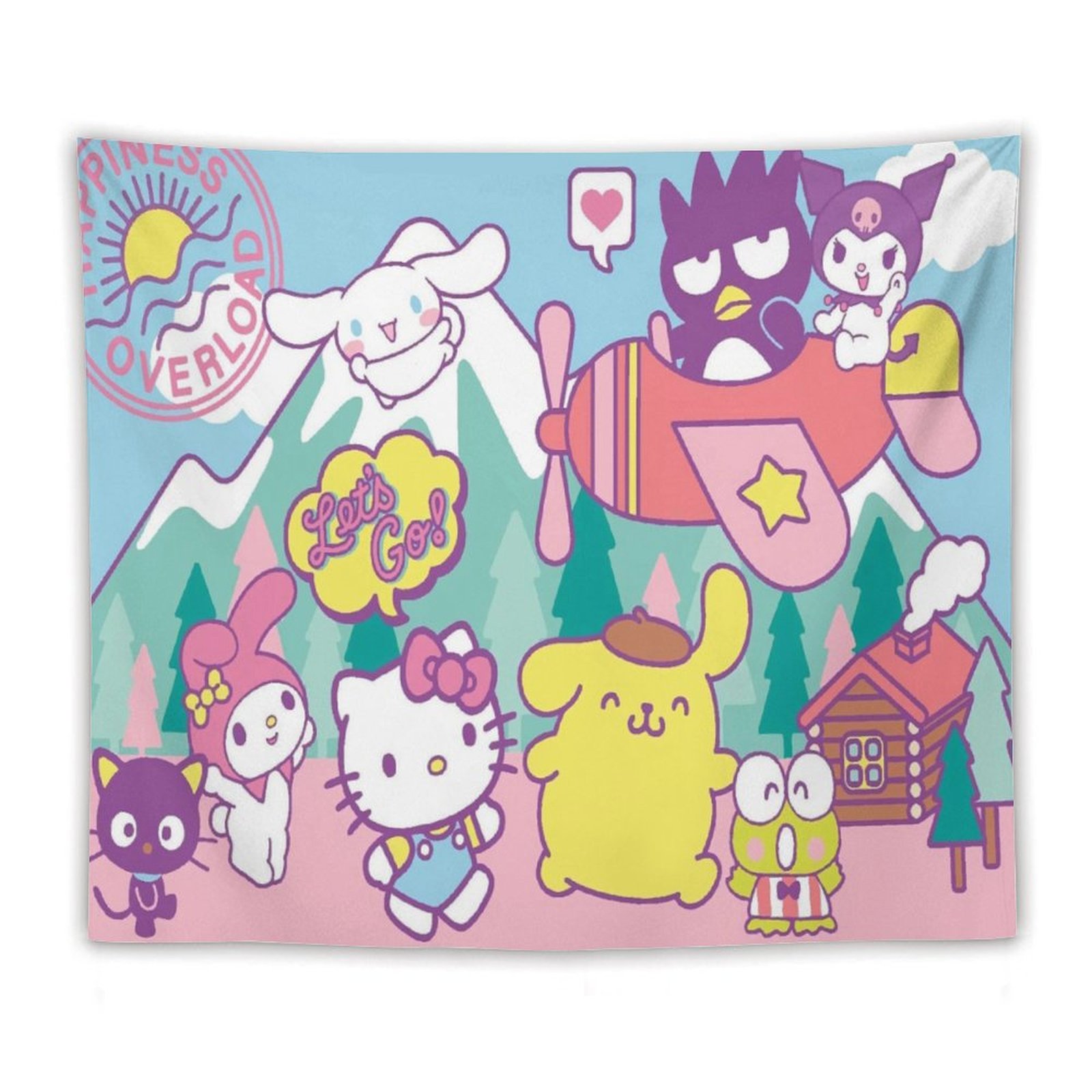 Hello Kitty And Friends - Happiness Overload Tapestry,Hello Kitty And ...