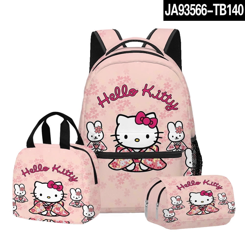 Hello-Kitty Anime Backpack Set 3 Pieces with Lunch Bag and Pencil Case ...