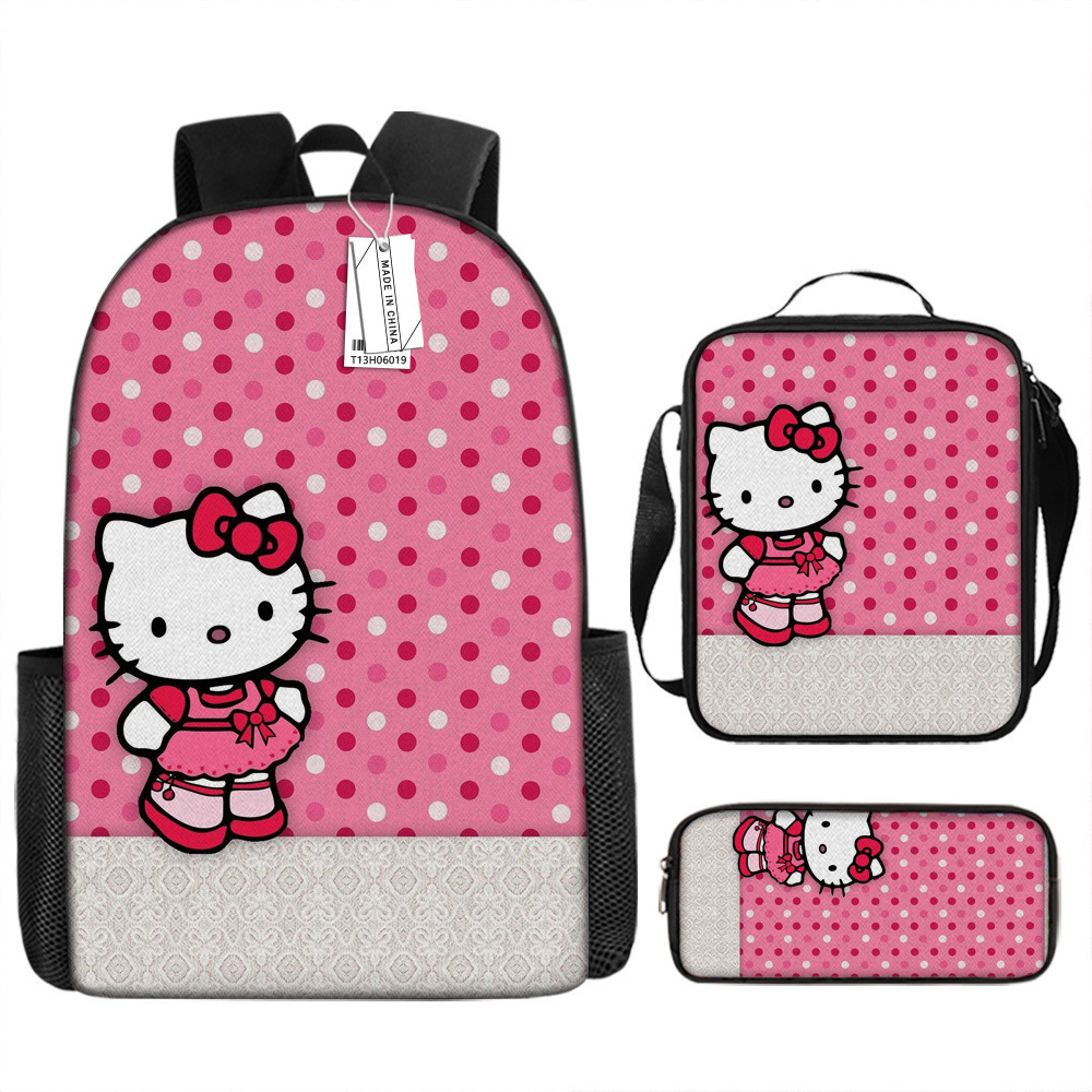 Hello-Kitty Anime Backpacks Sets, Cartoon Laptop Backpack with Shoulder ...