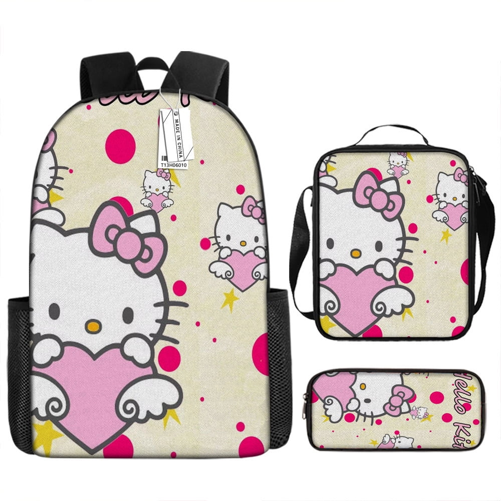 Hello-Kitty Anime Backpacks Sets, Cartoon Laptop Backpack with Shoulder ...