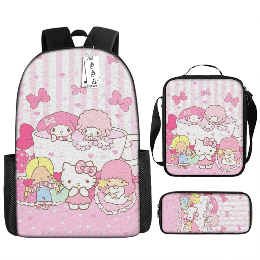 Hello-Kitty Anime Backpacks Sets, Cartoon Laptop Backpack with Shoulder ...
