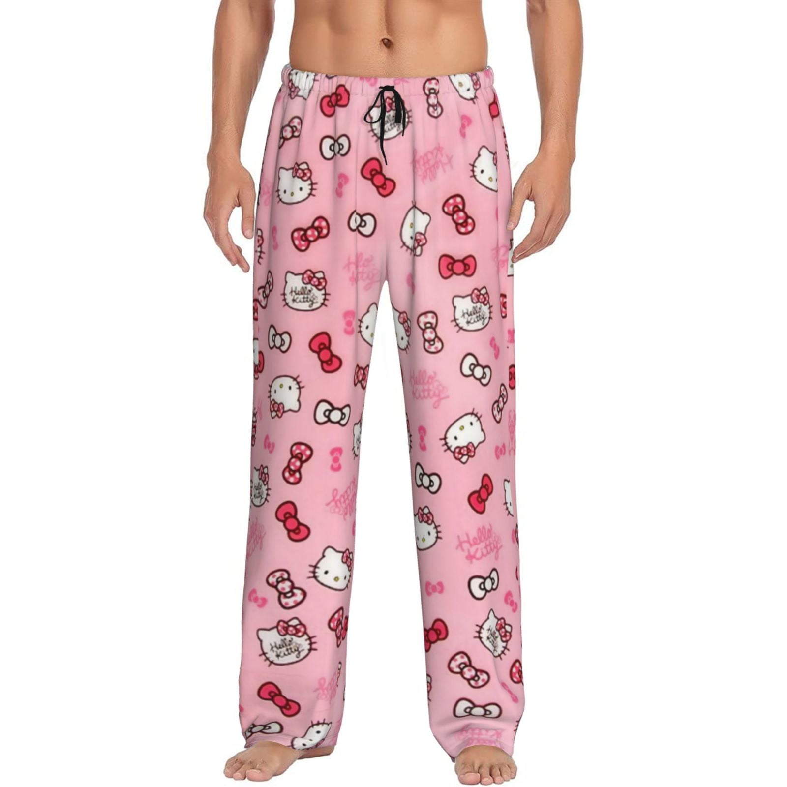 Hello Kitty Anime Cartoon All-Over Print Men'S Black Pajama Pants ...