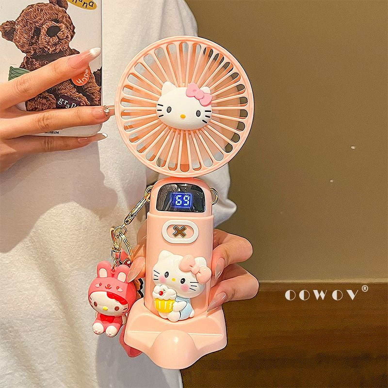 Hello Kitty Anime Kawaii Sanrio Fashion Mini Fan Summer New Cute ...