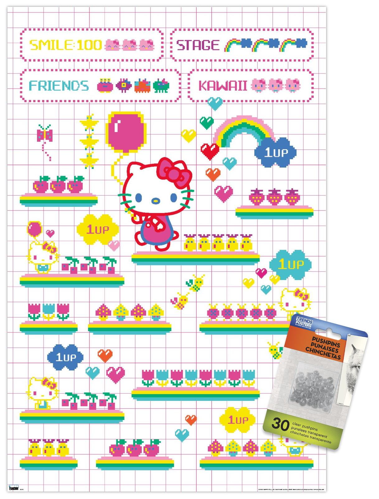 Hello Kitty - Arcade Wall Poster with Push Pins, 14.725" x 22.375 ...