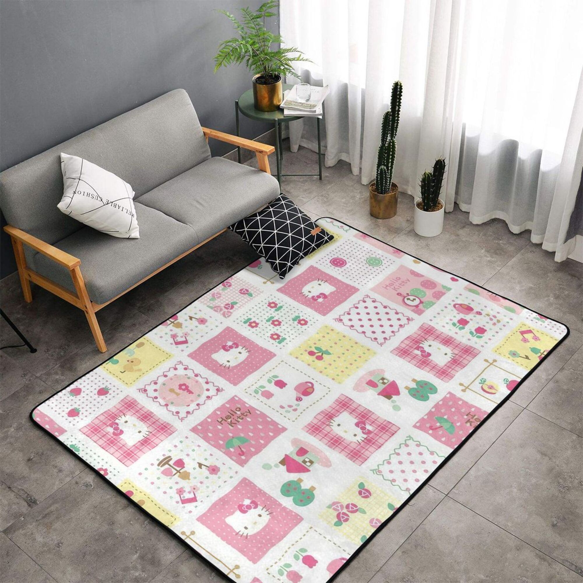 Hello Kitty Area Rug Living Room Carpet Bedroom 5x3 feet Rug Flannel ...