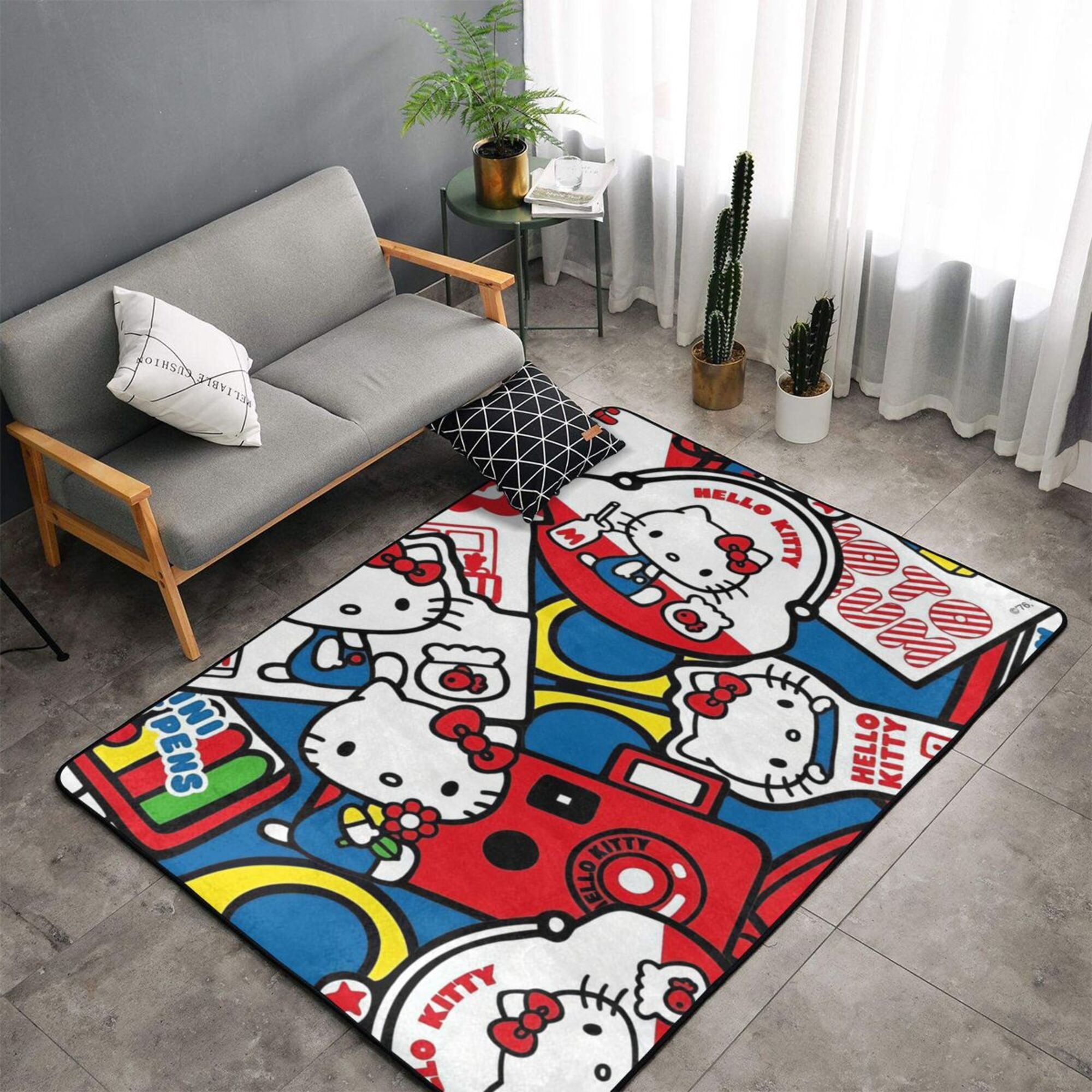 Hello Kitty Area Rug Living Room Carpet Bedroom 5x3 feet Rug Flannel ...