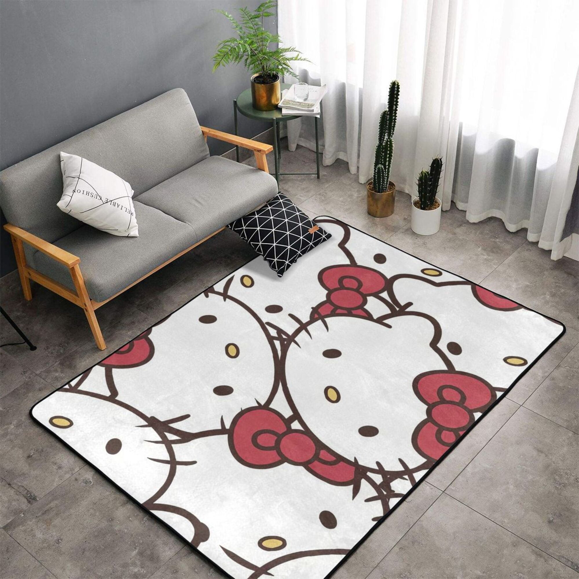 Hello Kitty Area Rug Living Room Carpet Bedroom 5x3 feet Rug Flannel ...