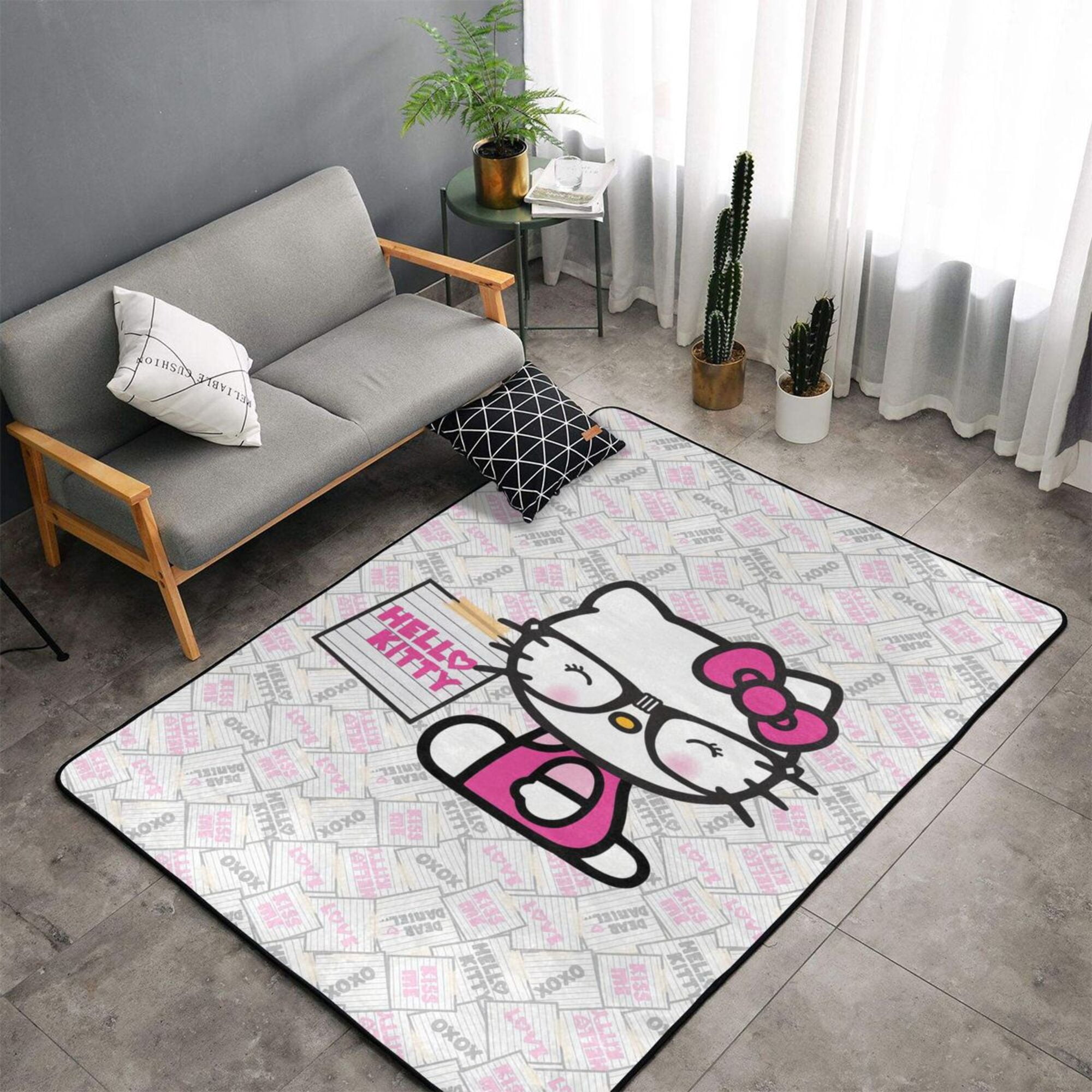Hello Kitty Area Rug Living Room Carpet Bedroom 5x3 feet Rug Flannel ...